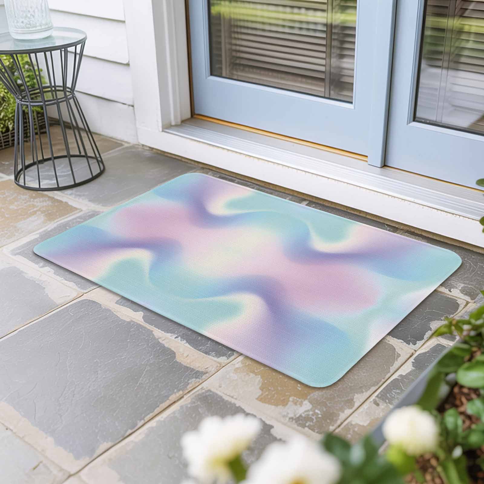 Abstract Minimalistic Door Mat Indoor Outdoor,Turquoise Pink Ombre ...