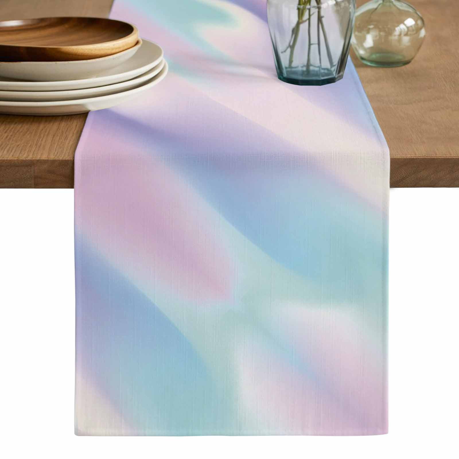Abstract Minimalistic Table Runner, Turquoise Pink Ombre Aesthetic ...