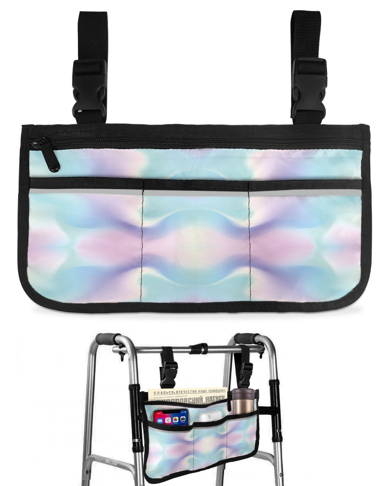 Abstract Minimalistic, Wheelchair Bag with Cup Holder Walker Bag with ...