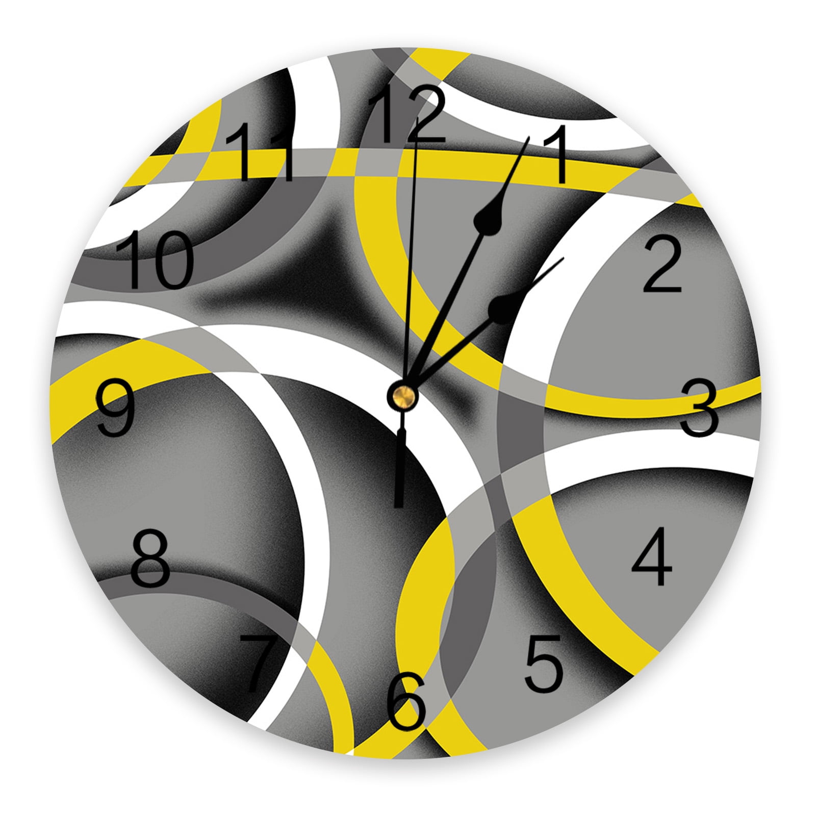 Abstract Modern Art Geometry Yellow Wall Clock Modern Design Living ...