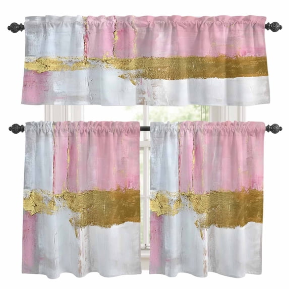 Abstract Modern Art Kitchen Curtains Valance and Tier Set Watercolor ...
