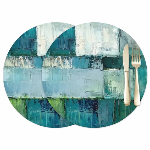 Abstract Modern Art Leather Placemats Set of 2, 15 Inch, Watercolor ...