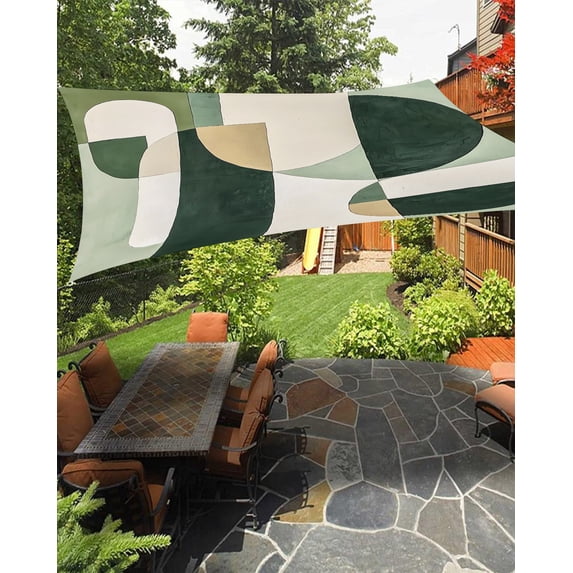Abstract Modern Art Sun Shade Sail 12'X16' Watercolor Green Geometric ...