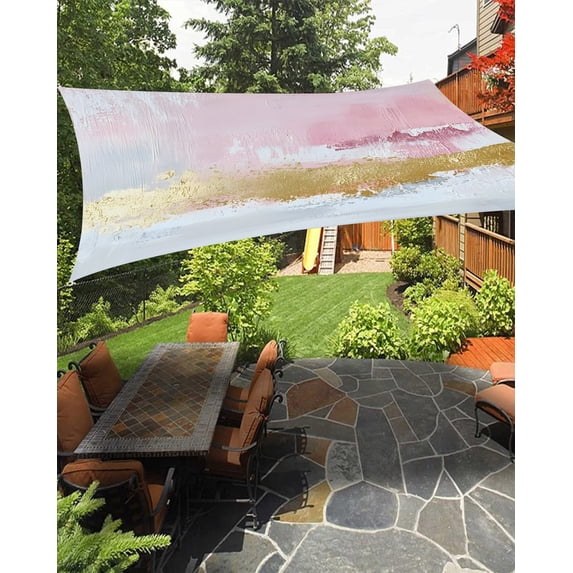Abstract Modern Art Sun Shade Sail 14'X18' Retro Pink Gold Soft Wash UV ...