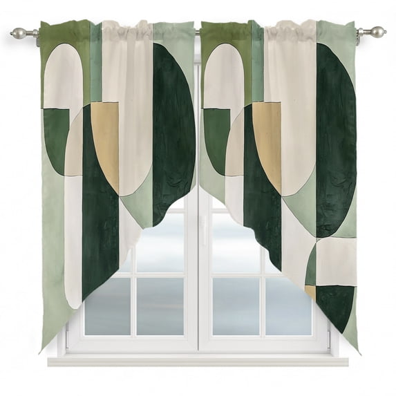 Abstract Modern Art Swag Curtain Valance for Window 2 Panels Watercolor ...