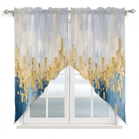 Abstract Modern Art Swag Valances for Windows 45 inches Long, Blue ...