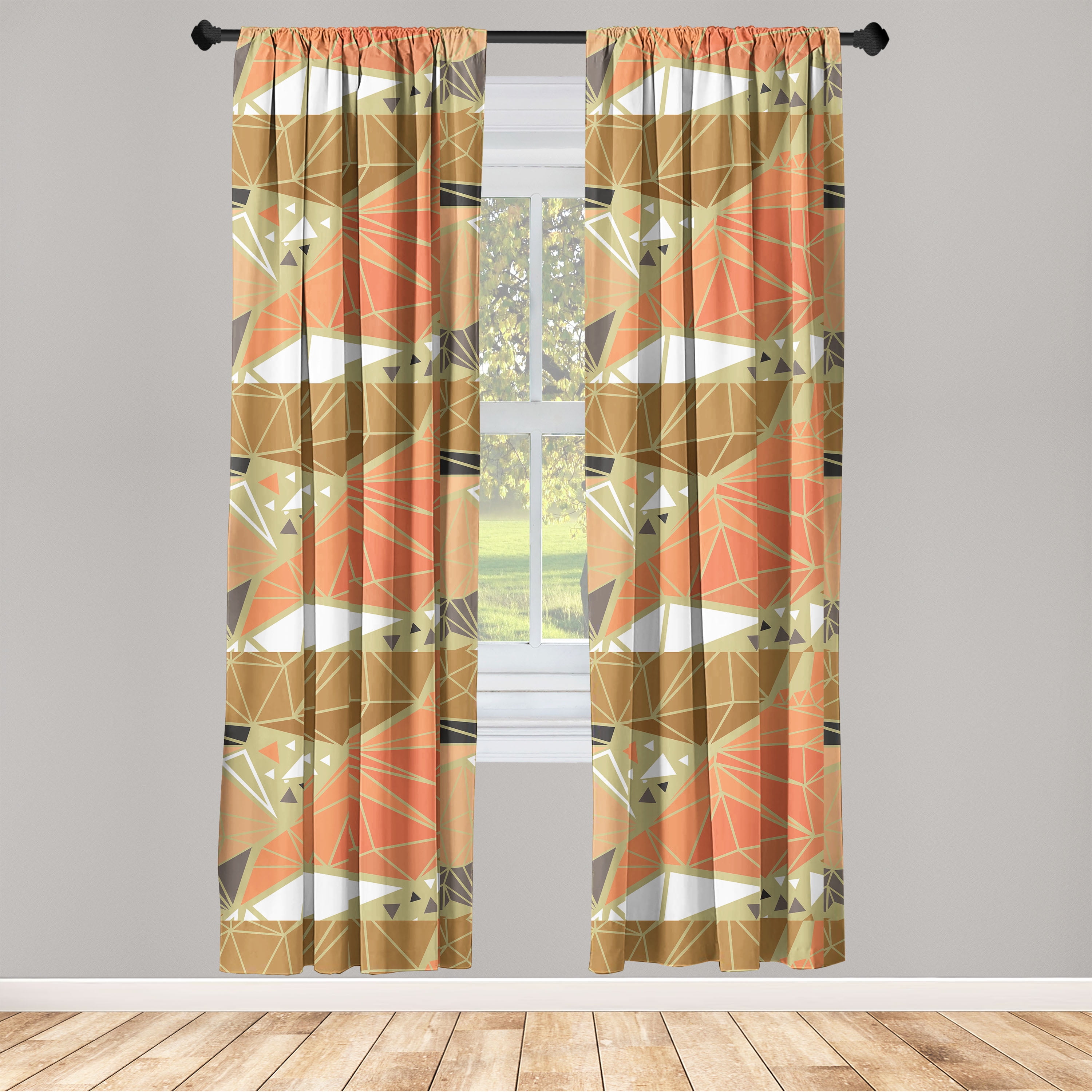 Abstract Modern Art Window Curtains, Geometric Design Triangle and ...