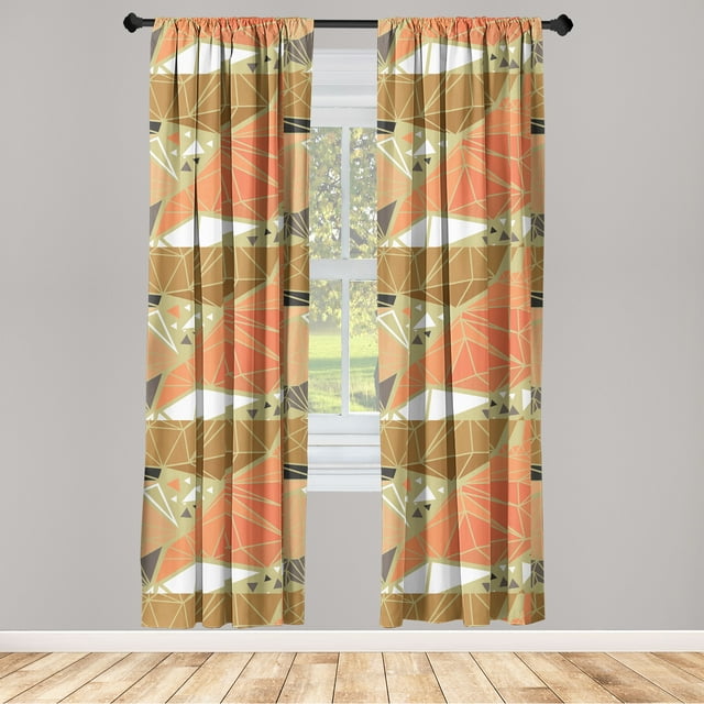 Abstract Modern Art Window Curtains, Geometric Design Triangle and ...