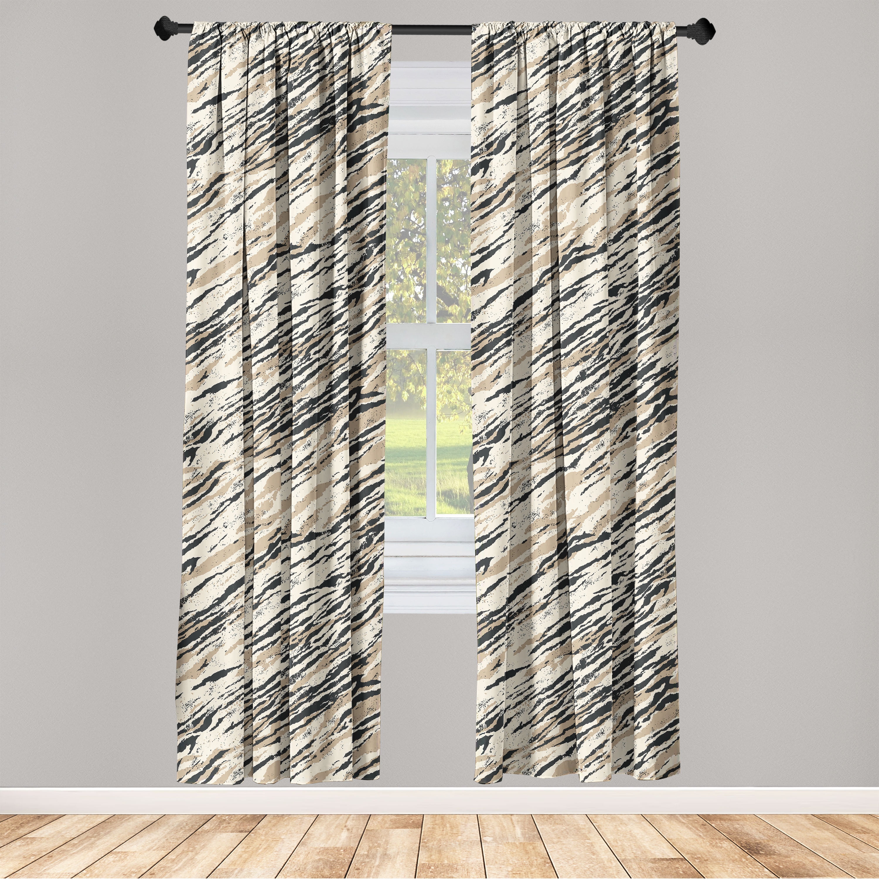 Abstract Modern Art Window Curtains, Grunge Vibes Brush Strokes Like ...