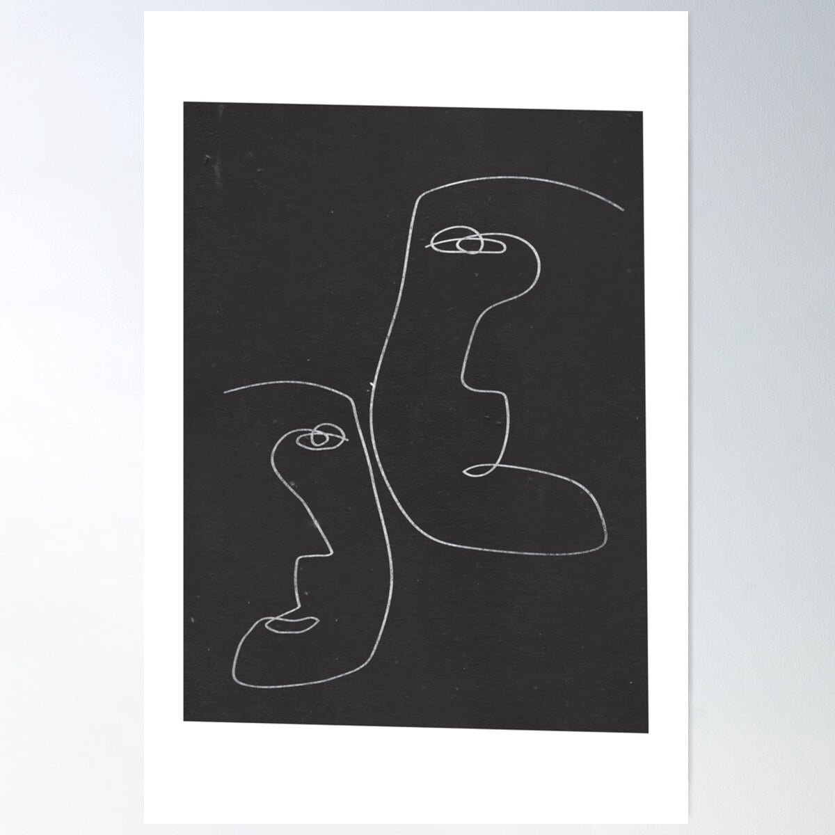 Abstract Modern Black And White Single Line Faces Drawing Poster Wall ...