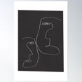 Abstract Modern Black And White Single Line Faces Drawing Poster Wall ...
