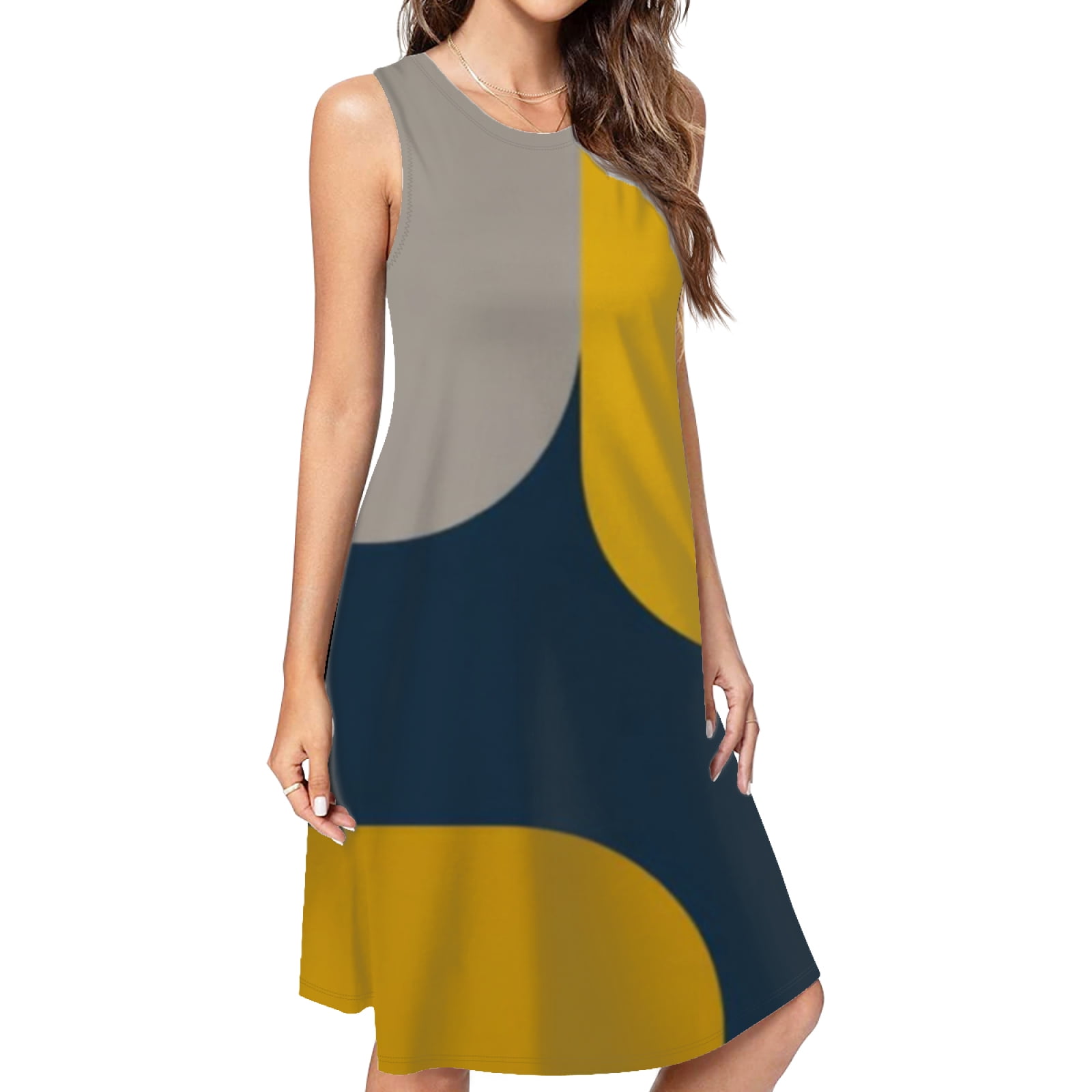 Abstract Modern Color Block Art Spring Summer Dresses For Women Fashion ...