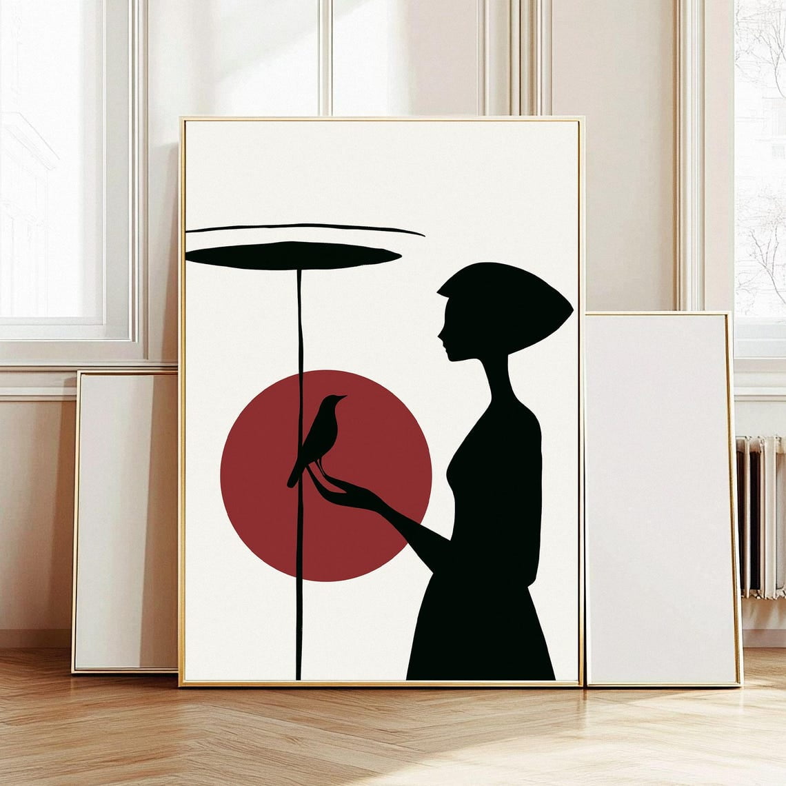 Abstract Modern Digital Art, Red Circle Motive Wall Decor, Cool ...