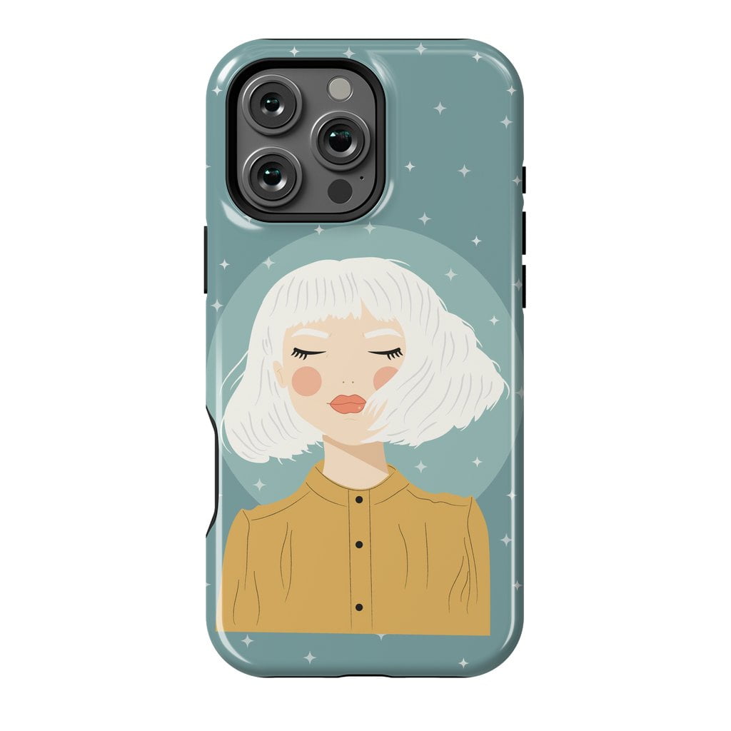 Abstract Modern Girl Portrait Line Art iPhone Case 17 16 15 14 13 12 11 ...