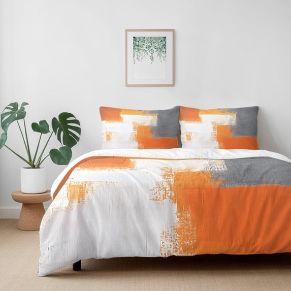Abstract Modern Graffiti Art California King Size Bed Set,Orange White ...