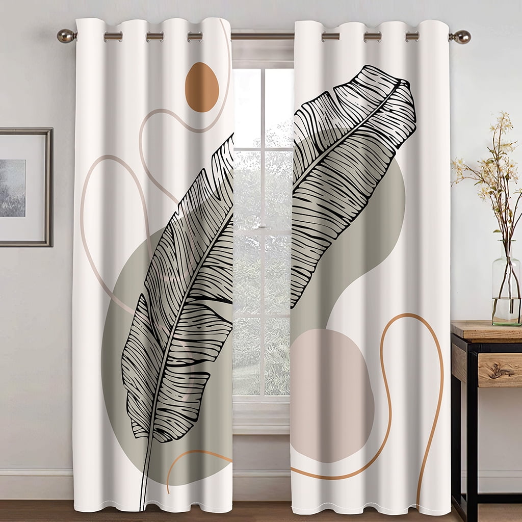 Abstract Modern Home Minimalist Style Plant Leaves Flowers Curtains 2 ...