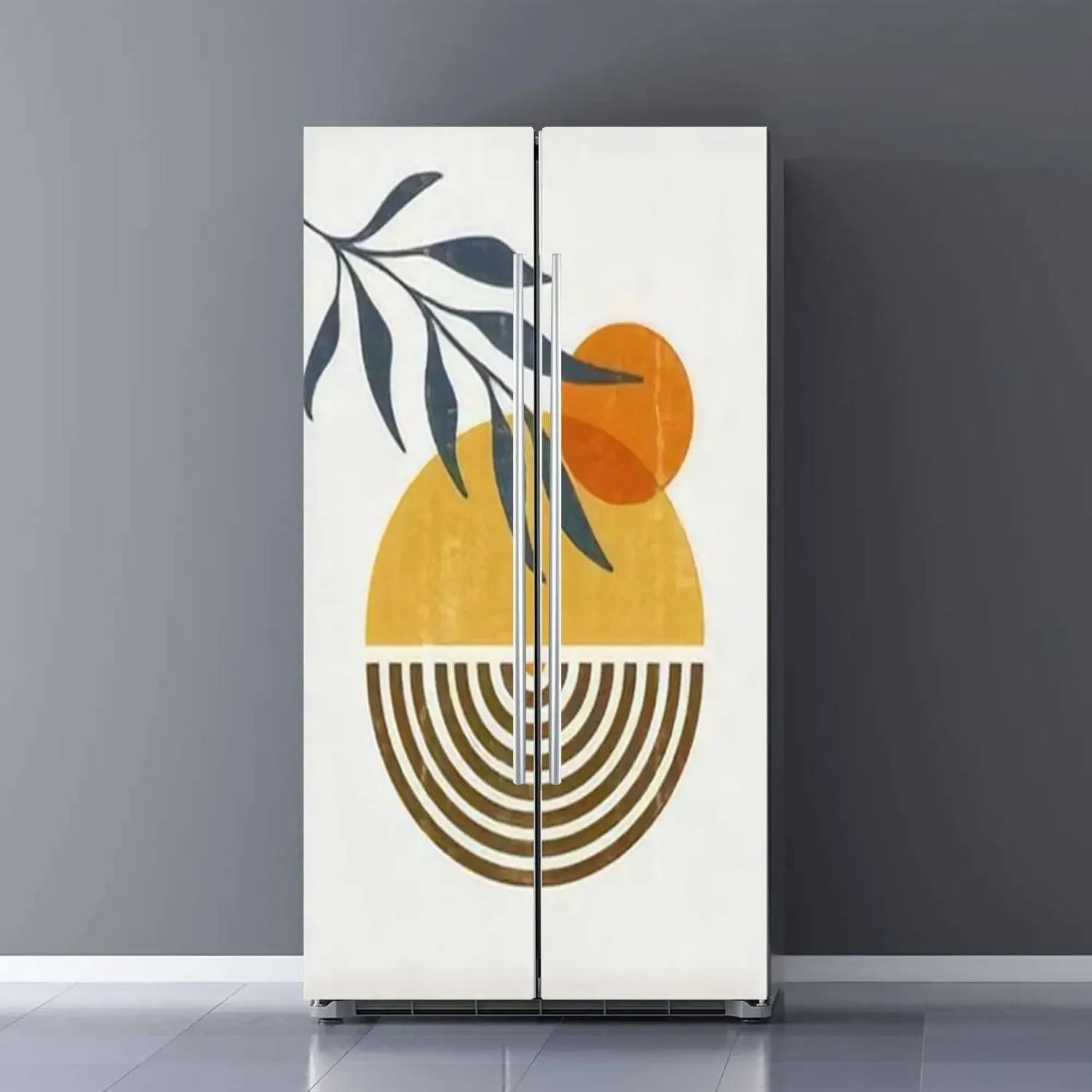 Abstract Modern Line Art Refrigerator Stick Mid Century Boho Style ...