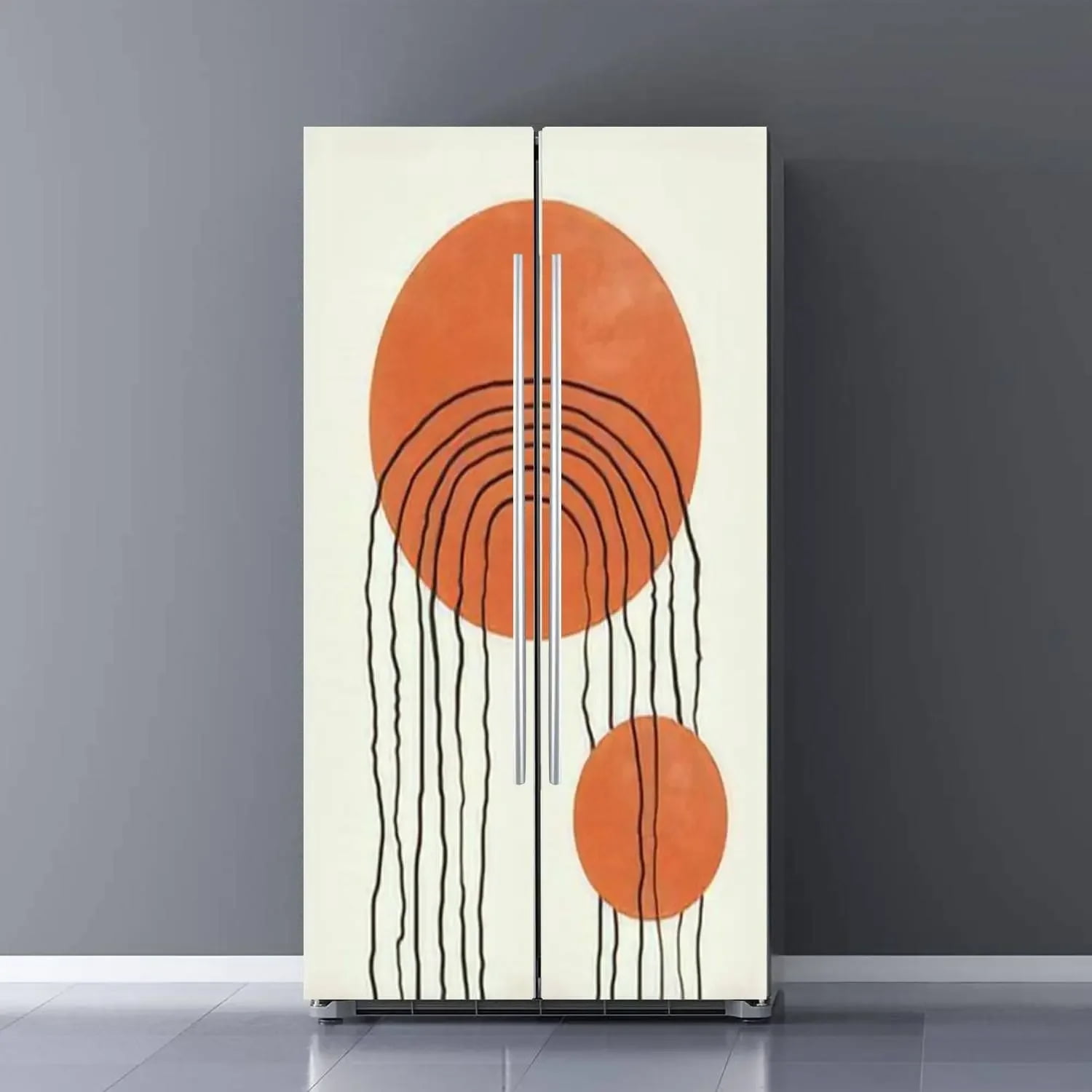 Abstract Modern Line Art Refrigerator Stick Mid Century Boho Style ...