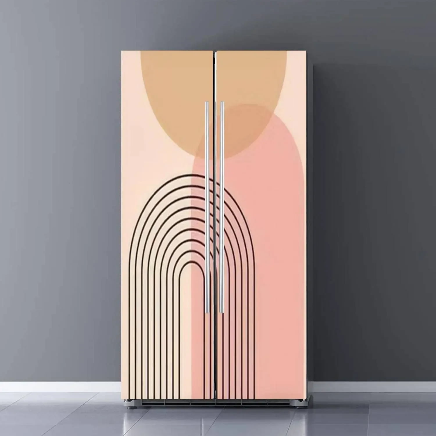 Abstract Modern Line Art Refrigerator Stick Mid Century Boho Style ...