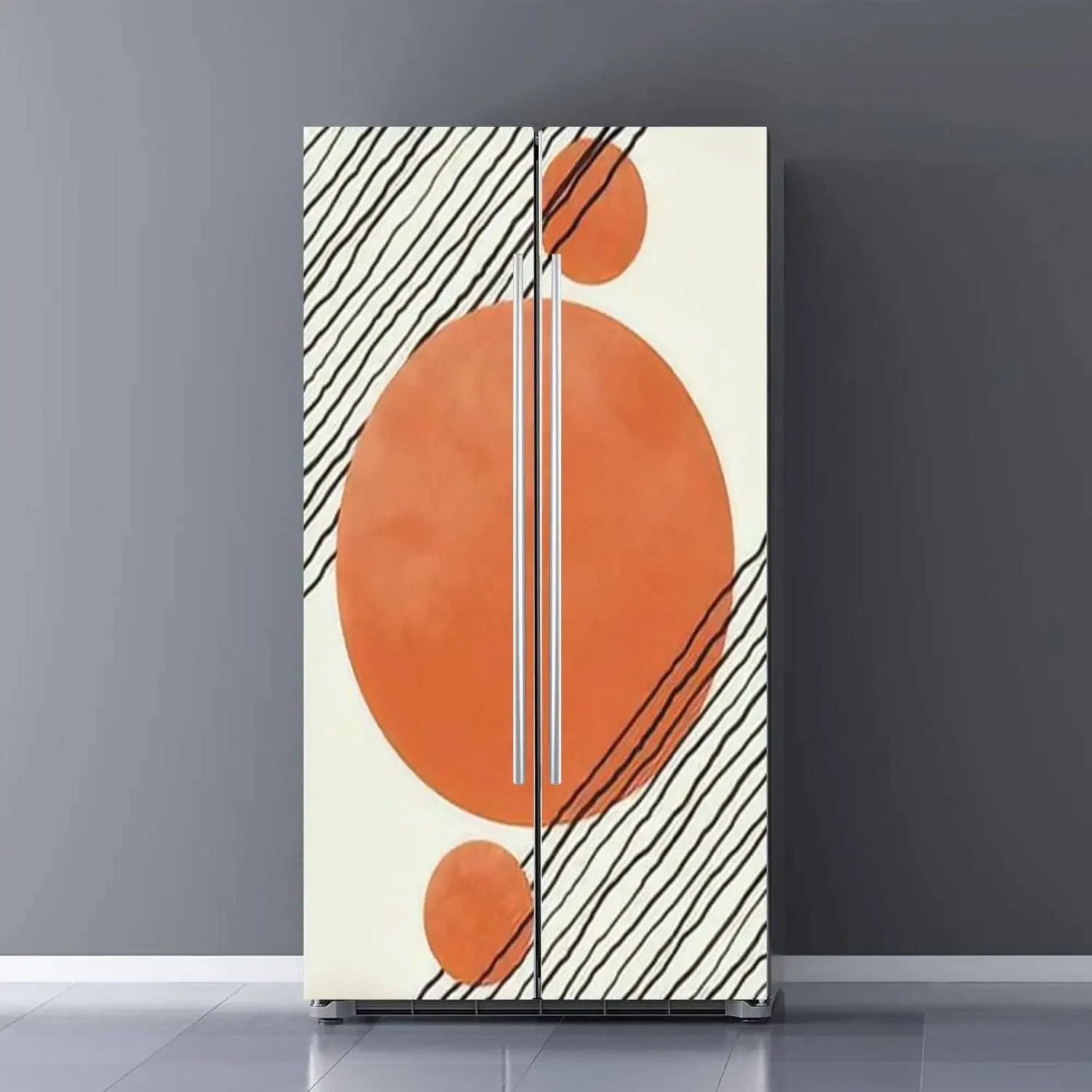 Abstract Modern Line Art Refrigerator Stick Mid Century Boho Style ...