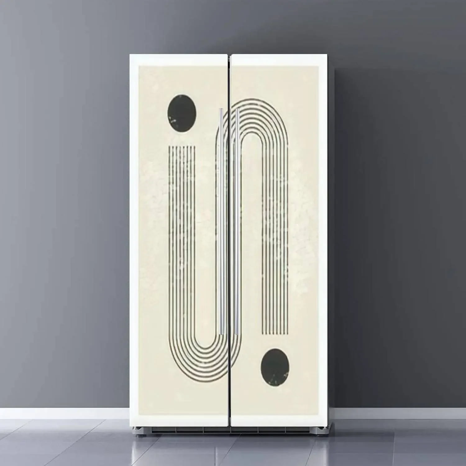 Abstract Modern Line Art Refrigerator Stick Mid Century Boho Style ...