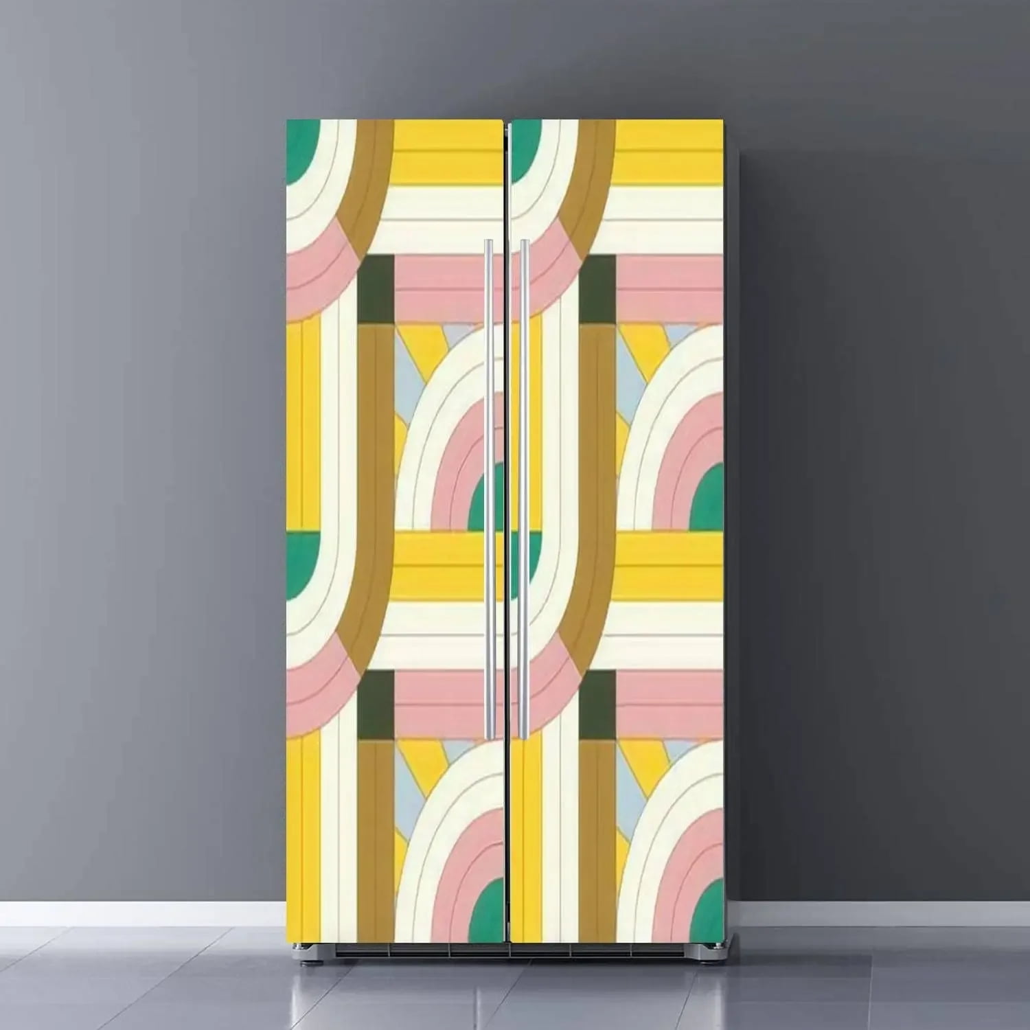 Abstract Modern Line Art Refrigerator Stick Mid Century Boho Style ...