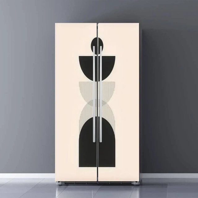 Abstract Modern Line Art Refrigerator Stick Mid Century Boho Style ...