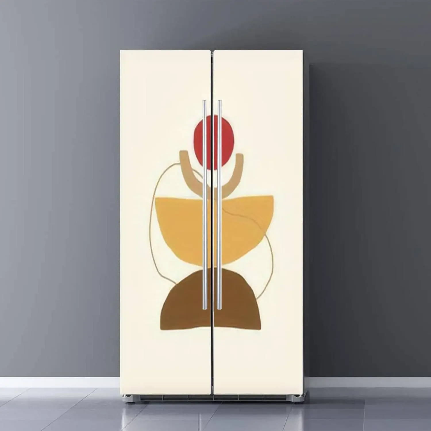 Abstract Modern Line Art Refrigerator Stick Mid Century Boho Style ...