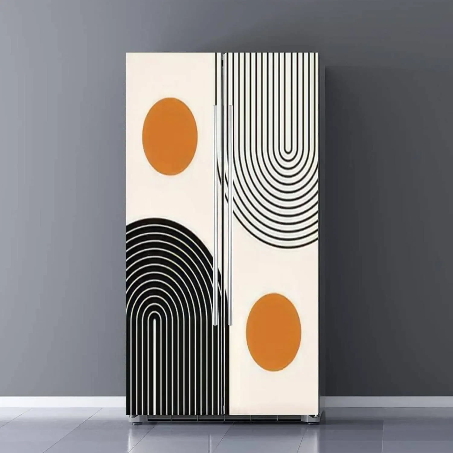 Abstract Modern Line Art Refrigerator Stick Mid Century Boho Style ...