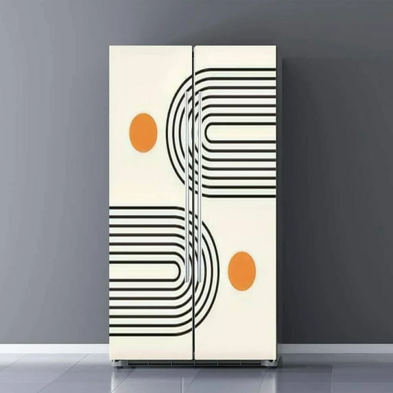 Abstract Modern Line Art Refrigerator Stick Mid Century Boho Style ...