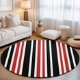 Abstract Modern Lines Round Rug 5ft Red Black White Stripes Washable ...