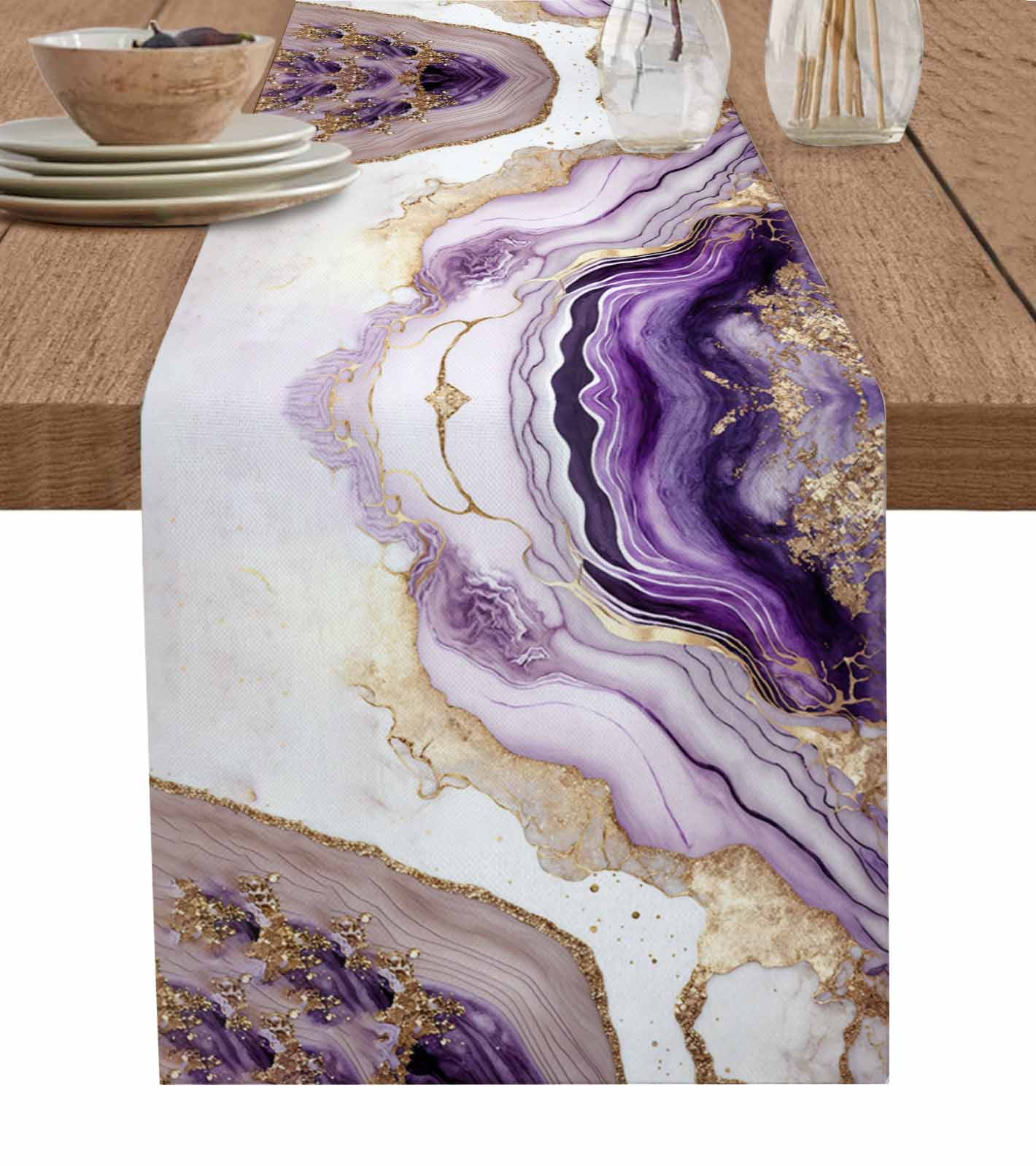 Abstract Modern Marble Texture Table Runner Kitchen Dining Table r for ...
