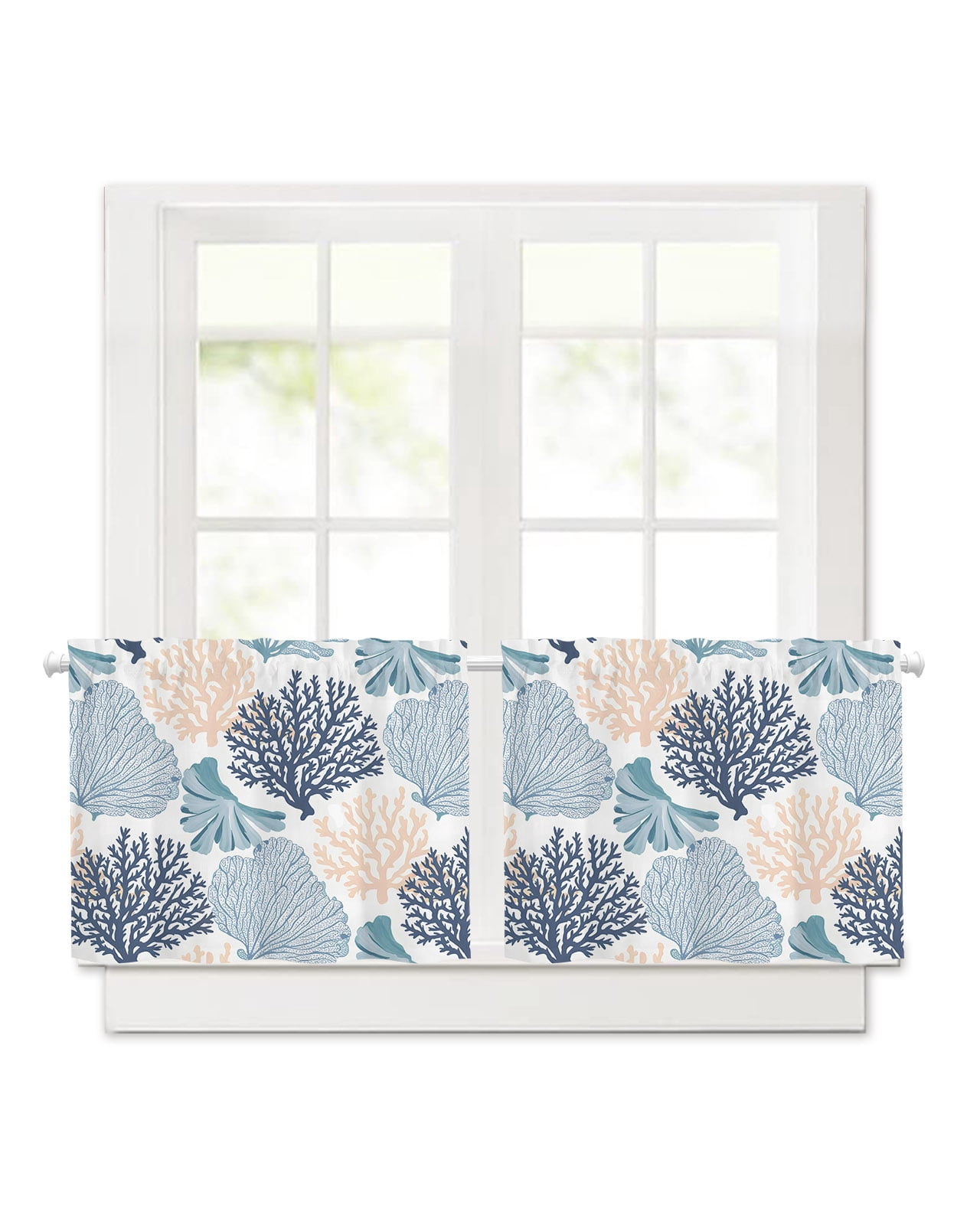 Abstract Modern Ocean Theme Short Blackout Curtains 24 Inch Long ...