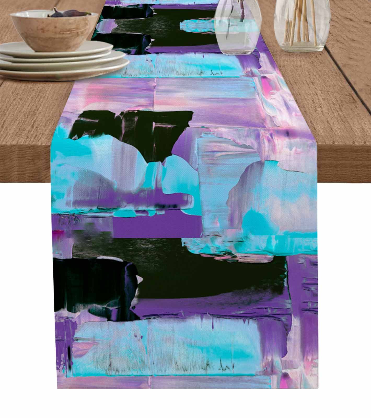 Abstract Modern Oil Painting Table Runner Home Wedding Table Mat ...