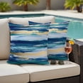 Abstract Modern Outdoor Throw Pillow Covers Set of 2, Blue Gold Ripple ...