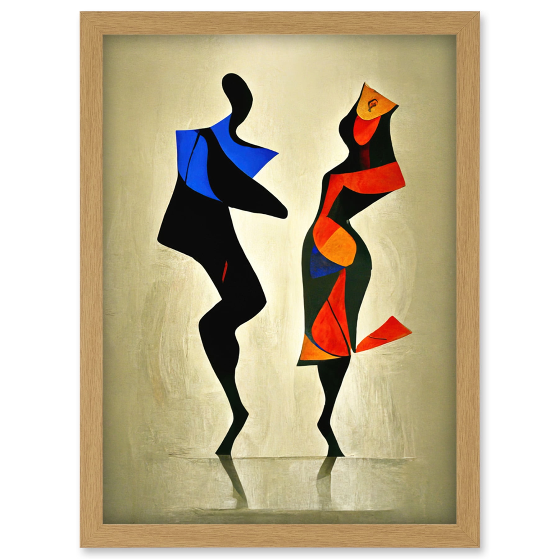 Abstract Modern Painting Of Two Figures Dancing Artwork Framed Wall Art ...