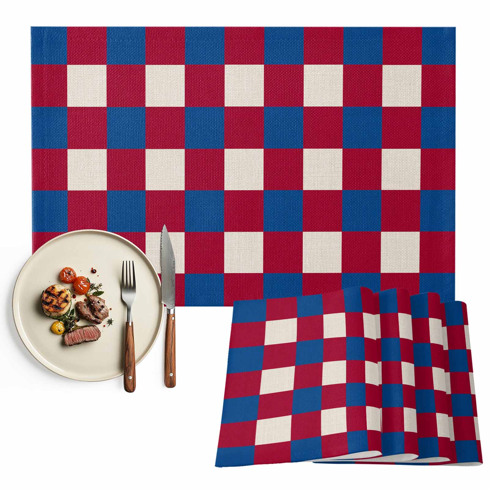 Abstract Modern Placemats Set of 4, 4th of July Checkered Table Mats ...