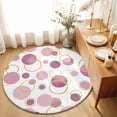 Abstract Modern Purple Pink Dots Round Rug 3ft Golden Circle Washable ...