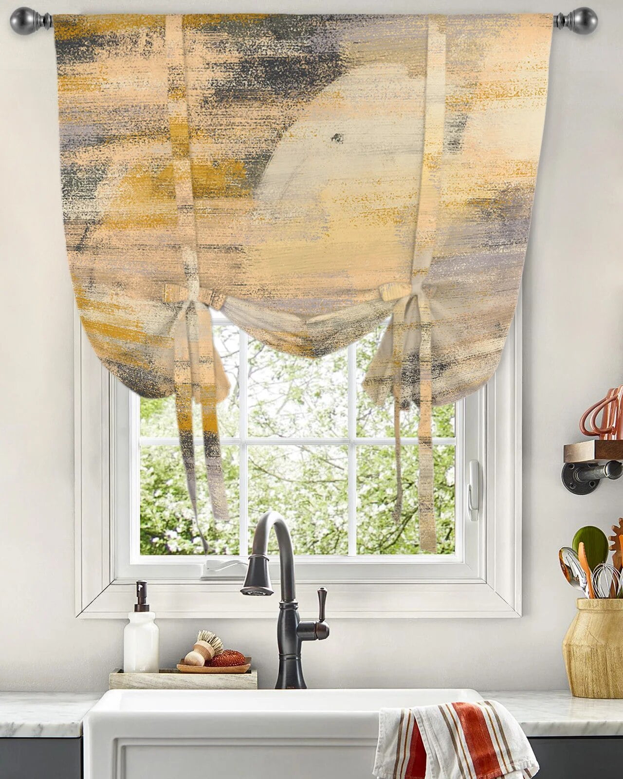 Abstract Modern Retro Texture Curtain for Living Room Kitchen Tie-up ...