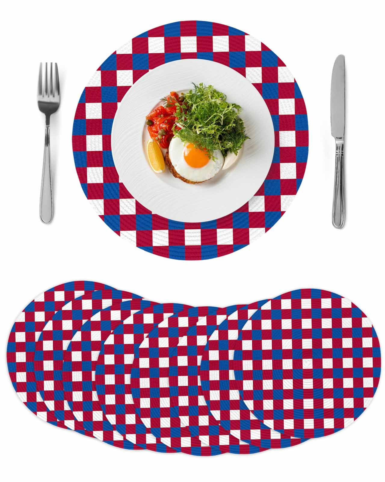 Abstract Modern Round Table Placemats set of 8, 4th of July Flag ...