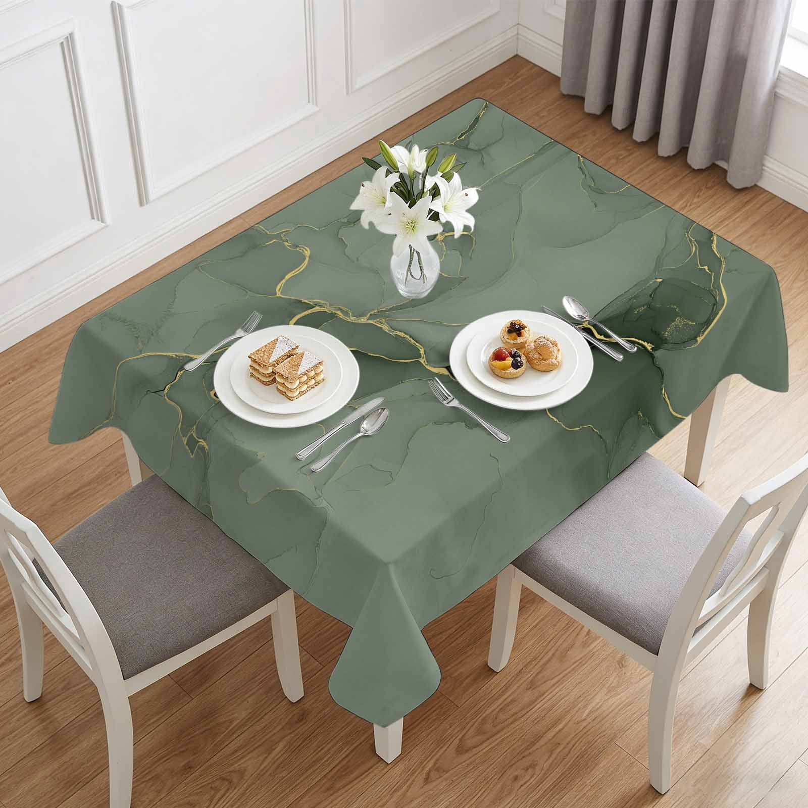Abstract Modern Sage Green Marble Table Cloth 60x84in, Waterproof ...