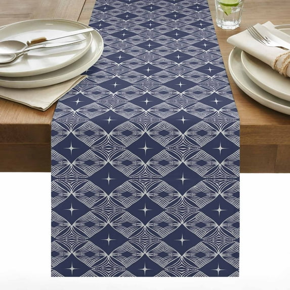 Abstract Modern Table Runner 13x60 inch Art Geometric Square Cotton ...