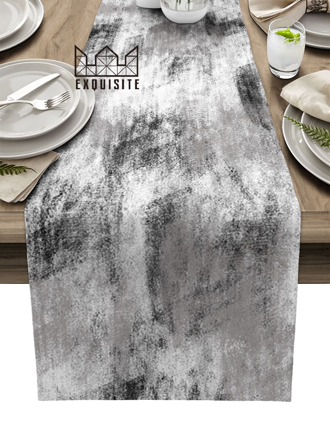 Abstract Modern Vintage Texture Black And White Table Runner Wedding ...