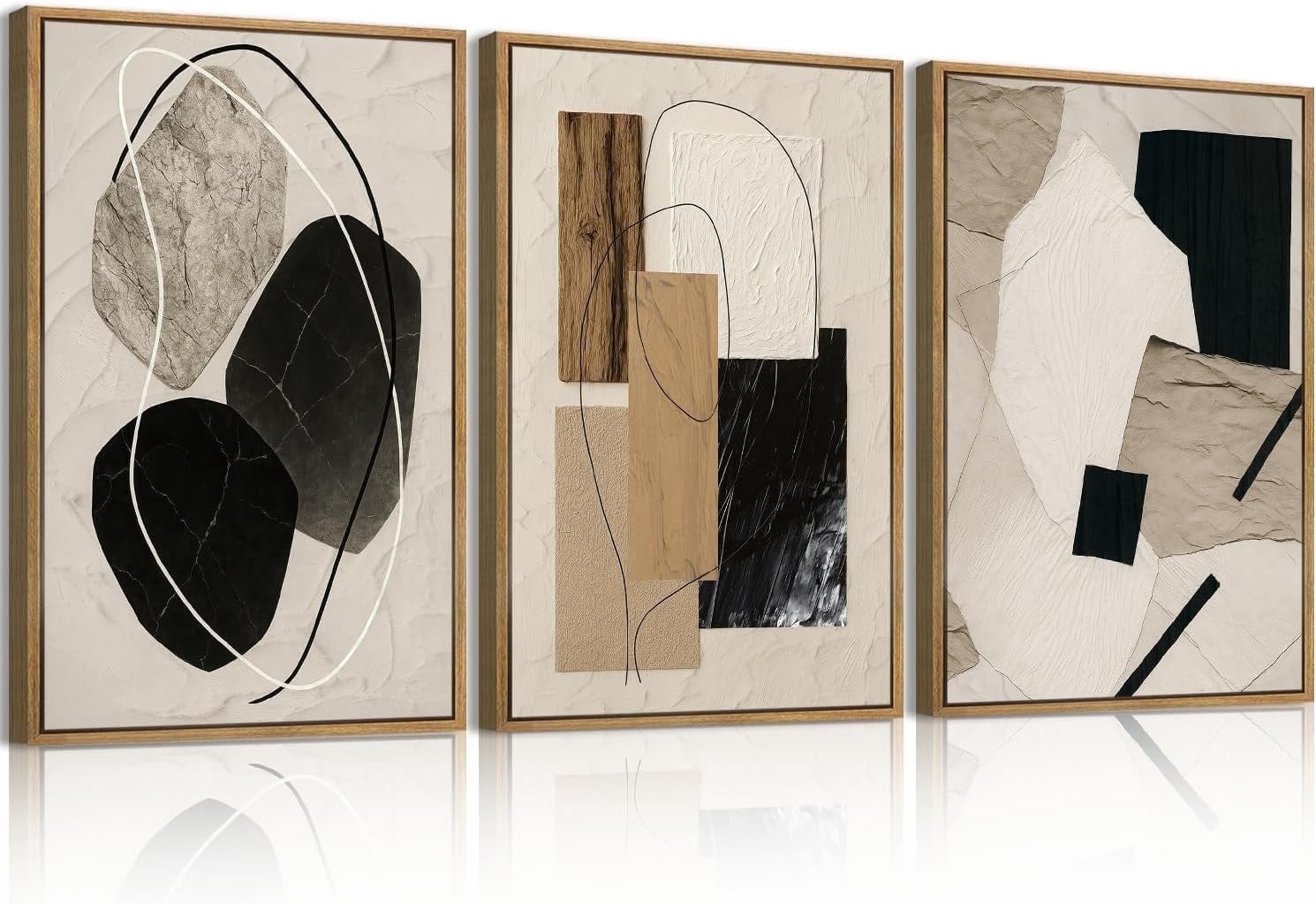 Abstract Modern Wall Art Decor Framed Neutral Painting Prints Artwork ...