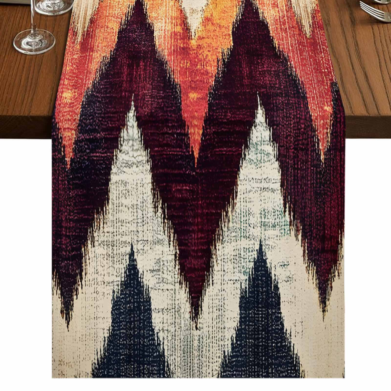 Abstract Modern Waves 60 Inch Table Runner, Color Block Artwork ...