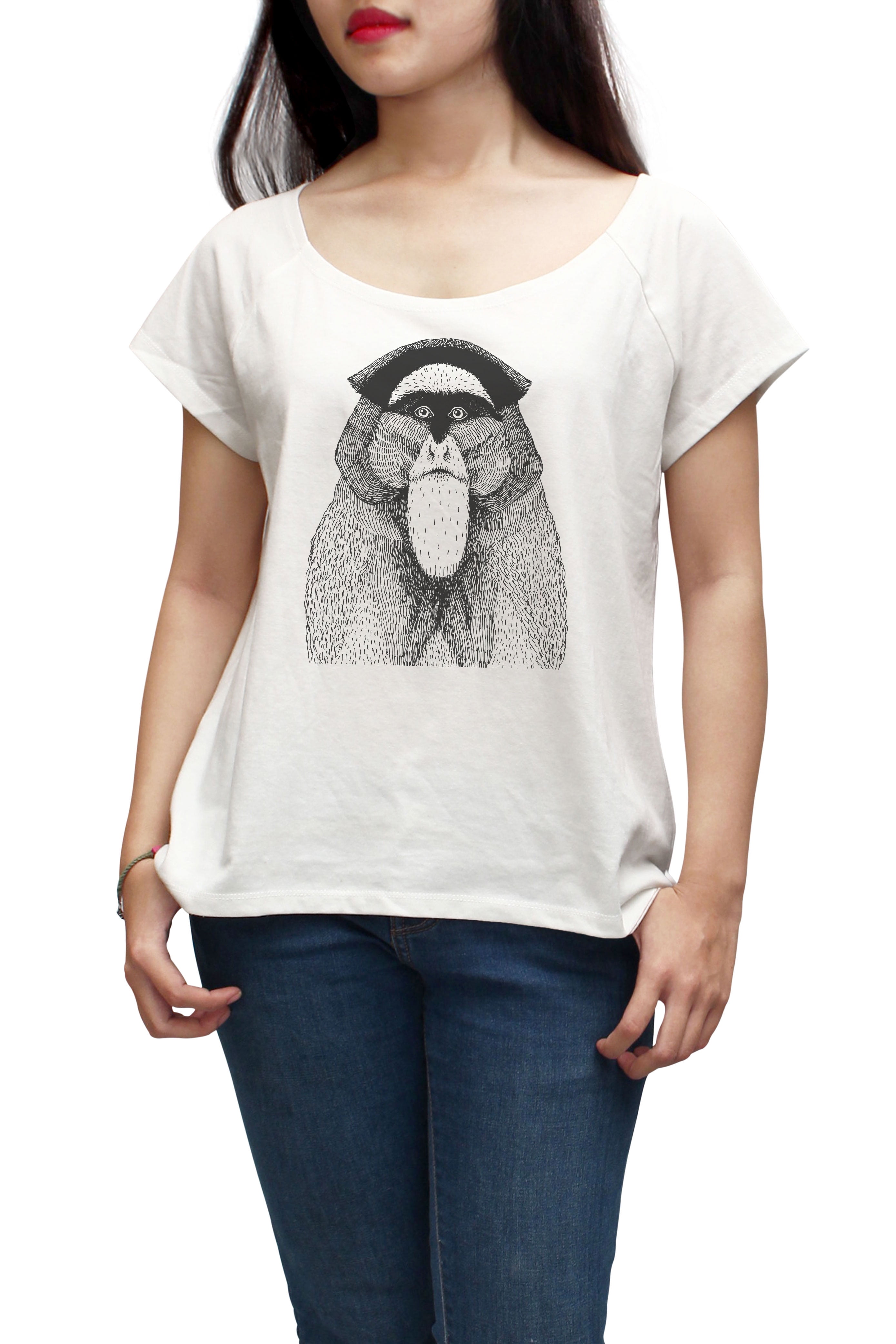 Abstract Monkey Drawing Print 100% Cotton Fashion Plus Size T-shirt Tee ...