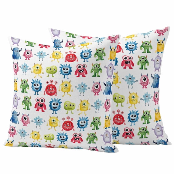 Abstract Monster Outdoor Pillow Covers Set of 2 Colorful Cartoon Funny ...
