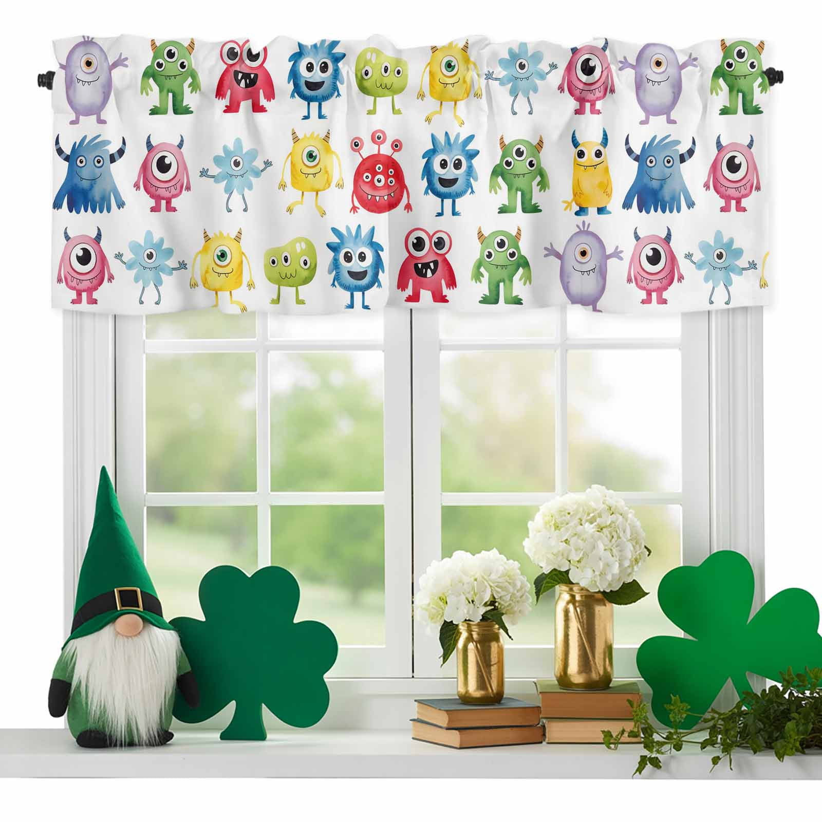 Abstract Monster Valances for Windows, Colorful Cartoon Funny Rod ...