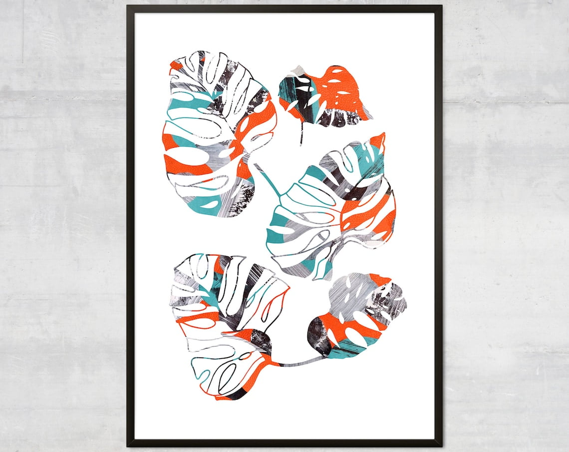 Abstract Monstera Leaf Print, Botanic Wall Art, Minimalist Print ...