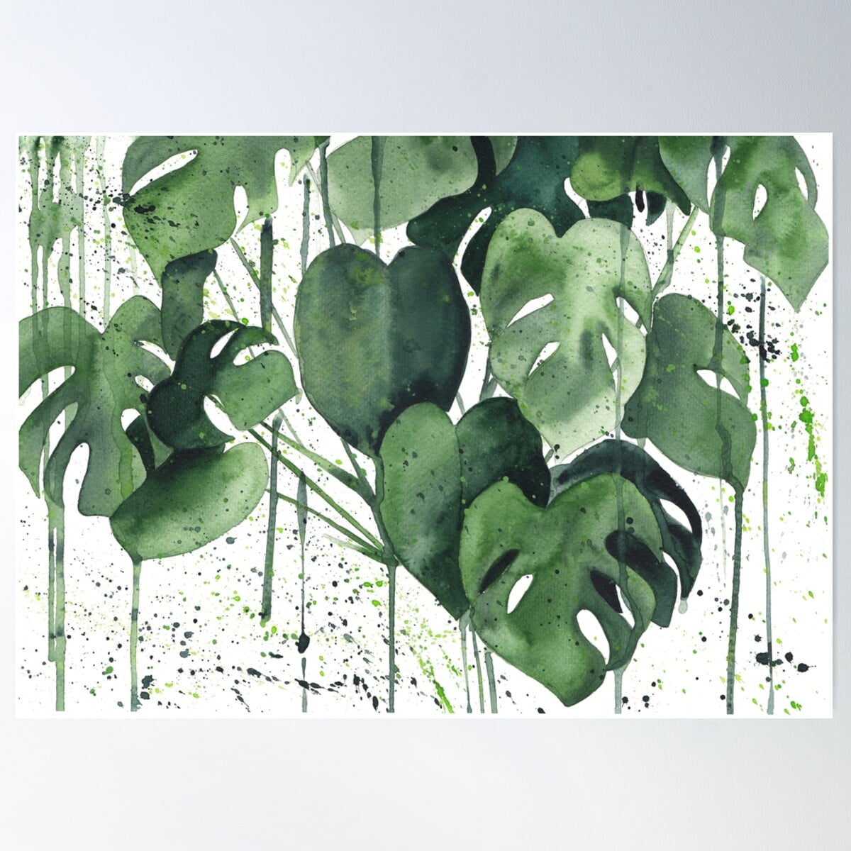 Abstract Monstera Leaves Painting 1 Poster Wall Art, Modern Wall Decor ...